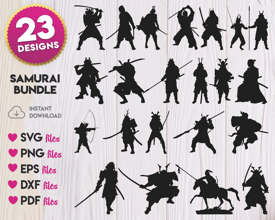 Samurai SVG Bundle, Samurai Silhouette Svg, Ninja Silhouette SVG, Ninja ...