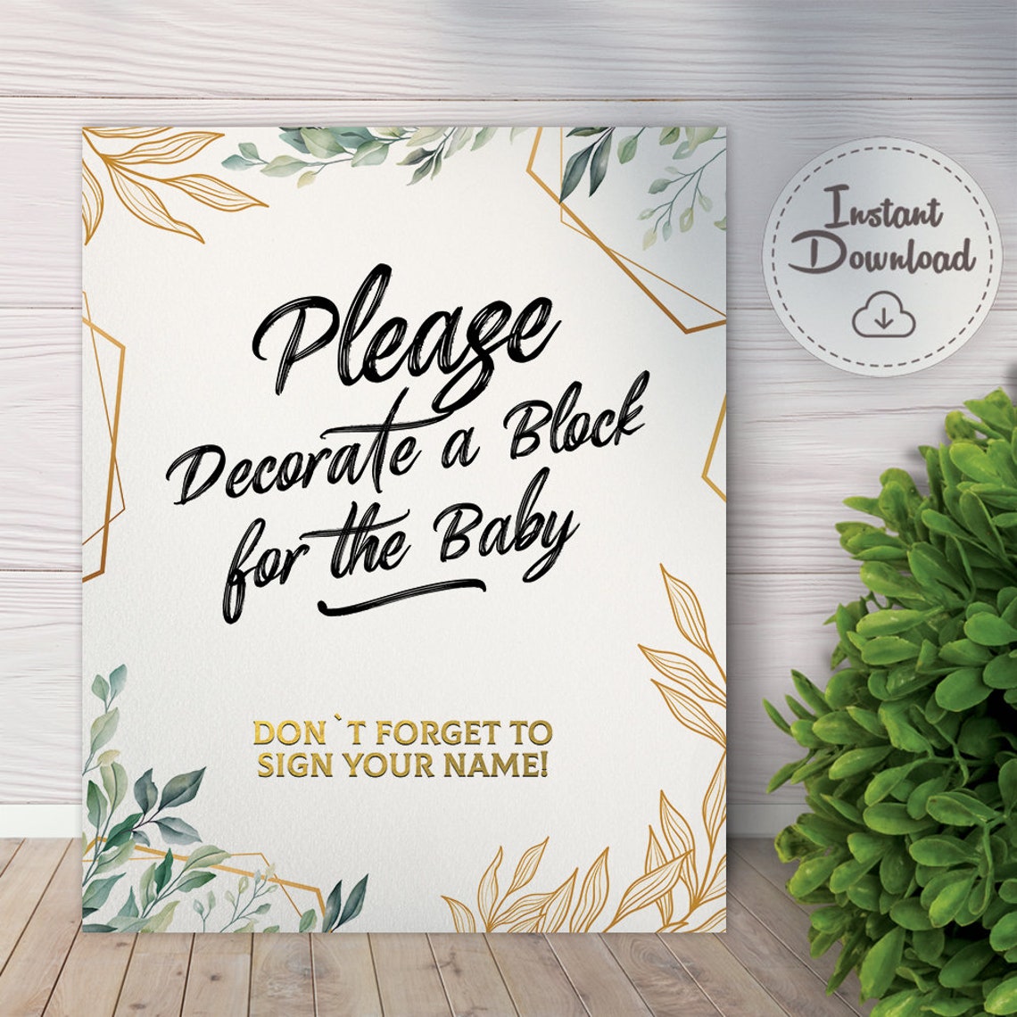 Please Decorate a Block for the Baby Sign Printable, Baby Shower Sign ...