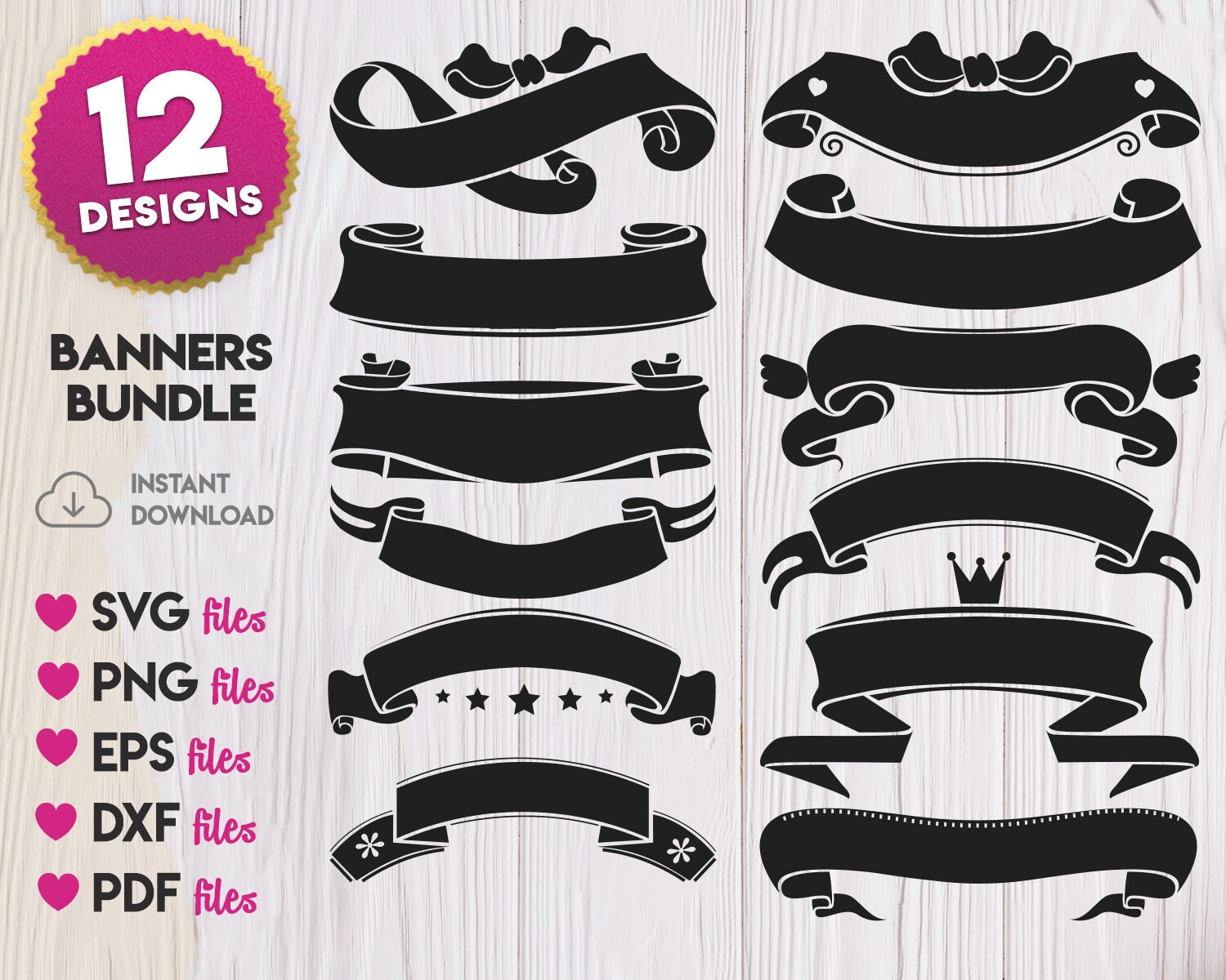 Banner SVG, Banner Silhouette Designs - Etsy
