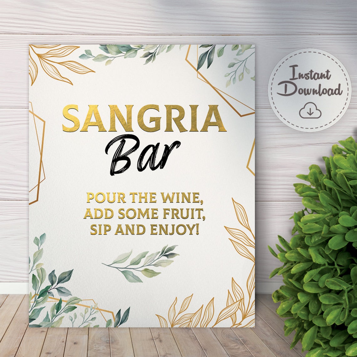 Sangria Bar Sign, Printable Sangria Drinks Table Sign, Wedding Decor ...
