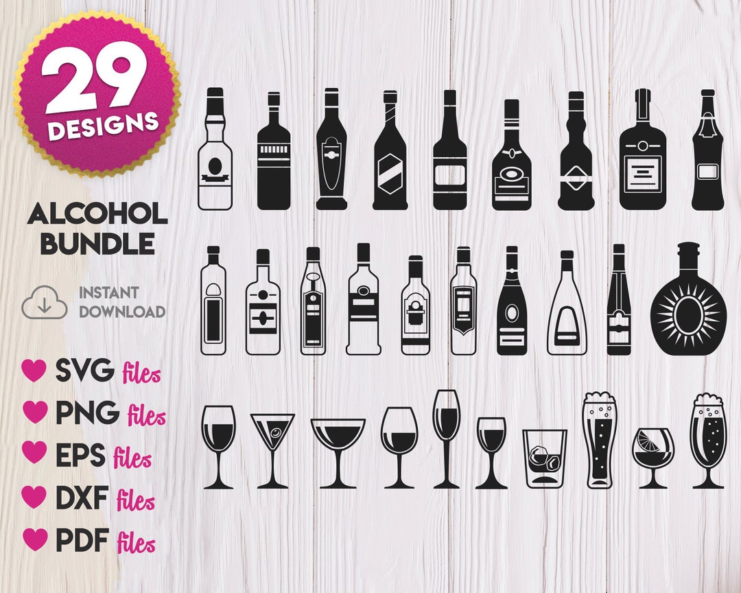 Alcohol SVG, Alcohol Silhouette, Alcohol Vector, Alcohol Clipart ...