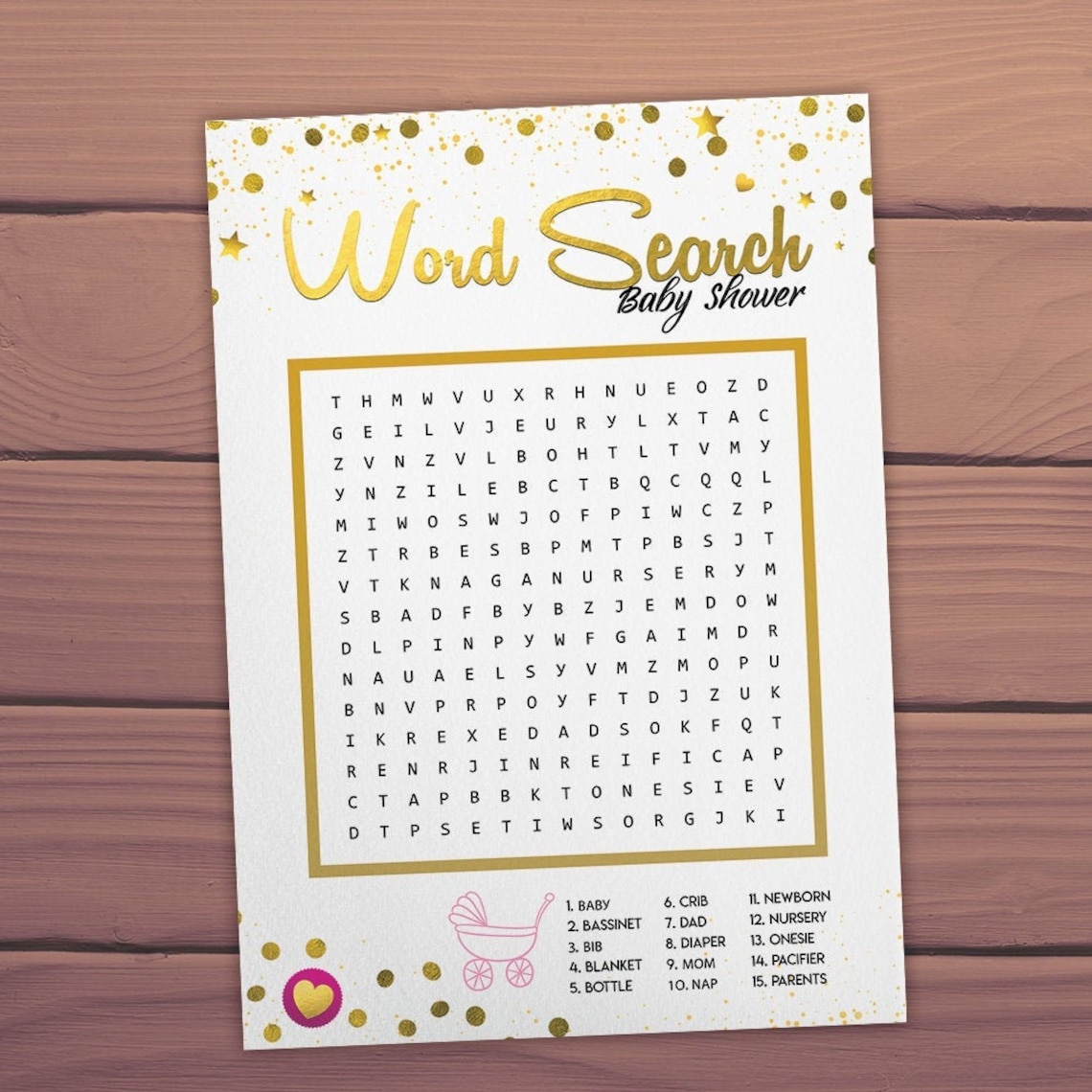 Word Search Baby Shower Game, Baby Shower Activity, Girl Baby Shower ...