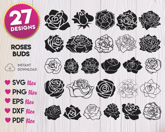 Roses Buds SVG Bundle Roses Buds Silhouette Svg Roses Buds - Etsy