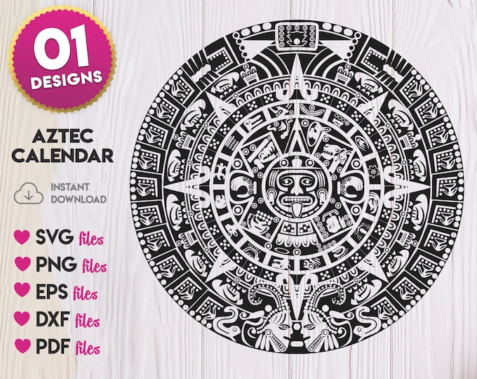 Aztec Calendar SVG Desing - Etsy