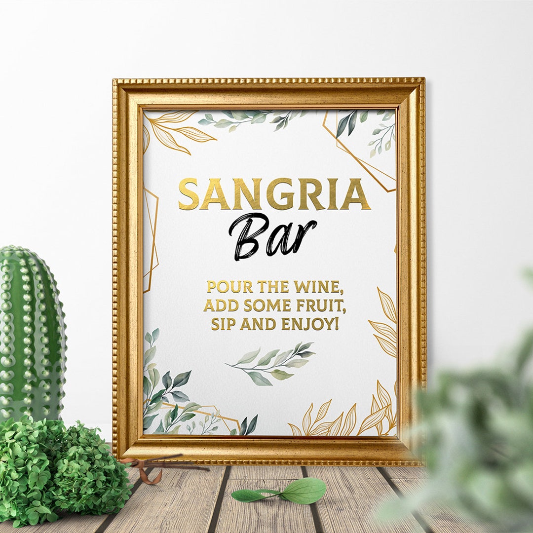 Sangria Bar Sign, Printable Sangria Drinks Table Sign, Wedding Decor ...