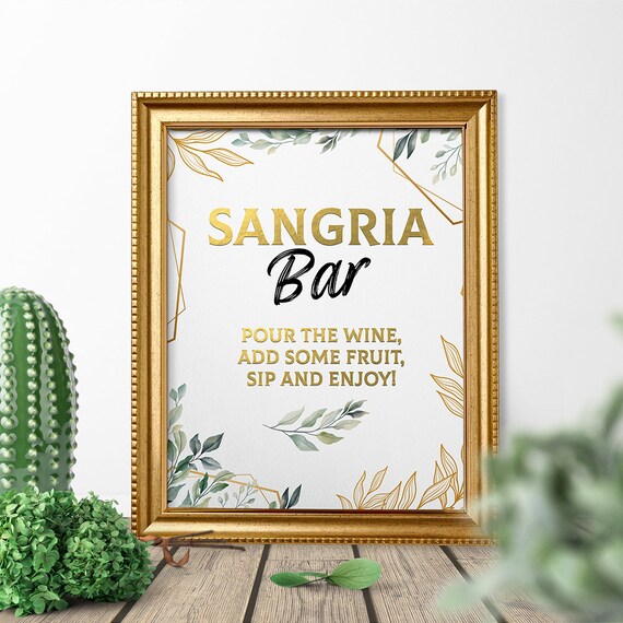 Sangria Bar Sign Printable Sangria Drinks Table Sign Wedding | Etsy