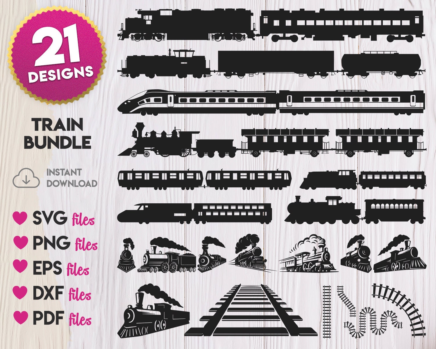 Train Silhouette Svg, Train SVG Bundle, Locomotive Svg, Freight Train ...