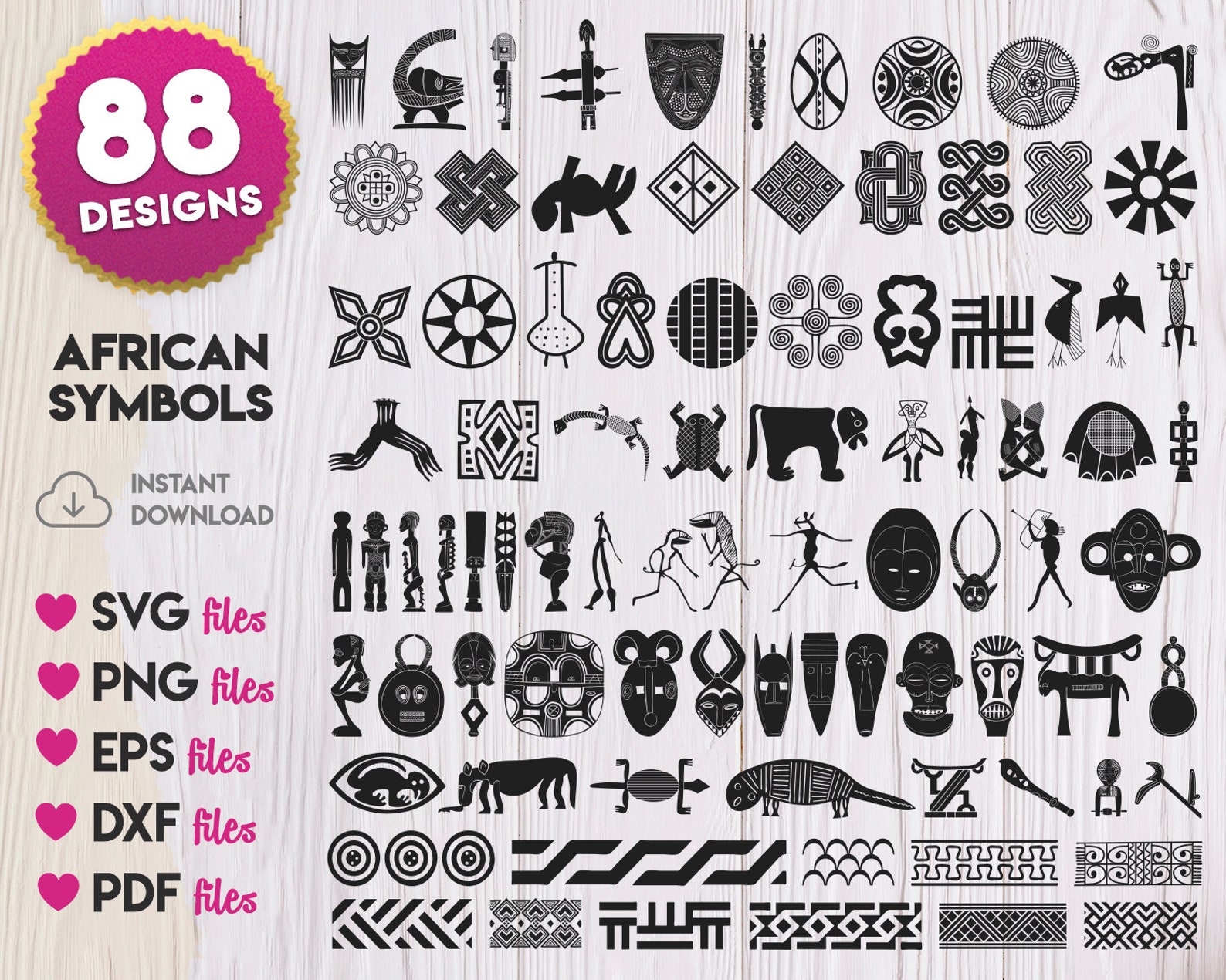 African Symbols SVG, African Symbols Vector, African Symbols Cricut ...