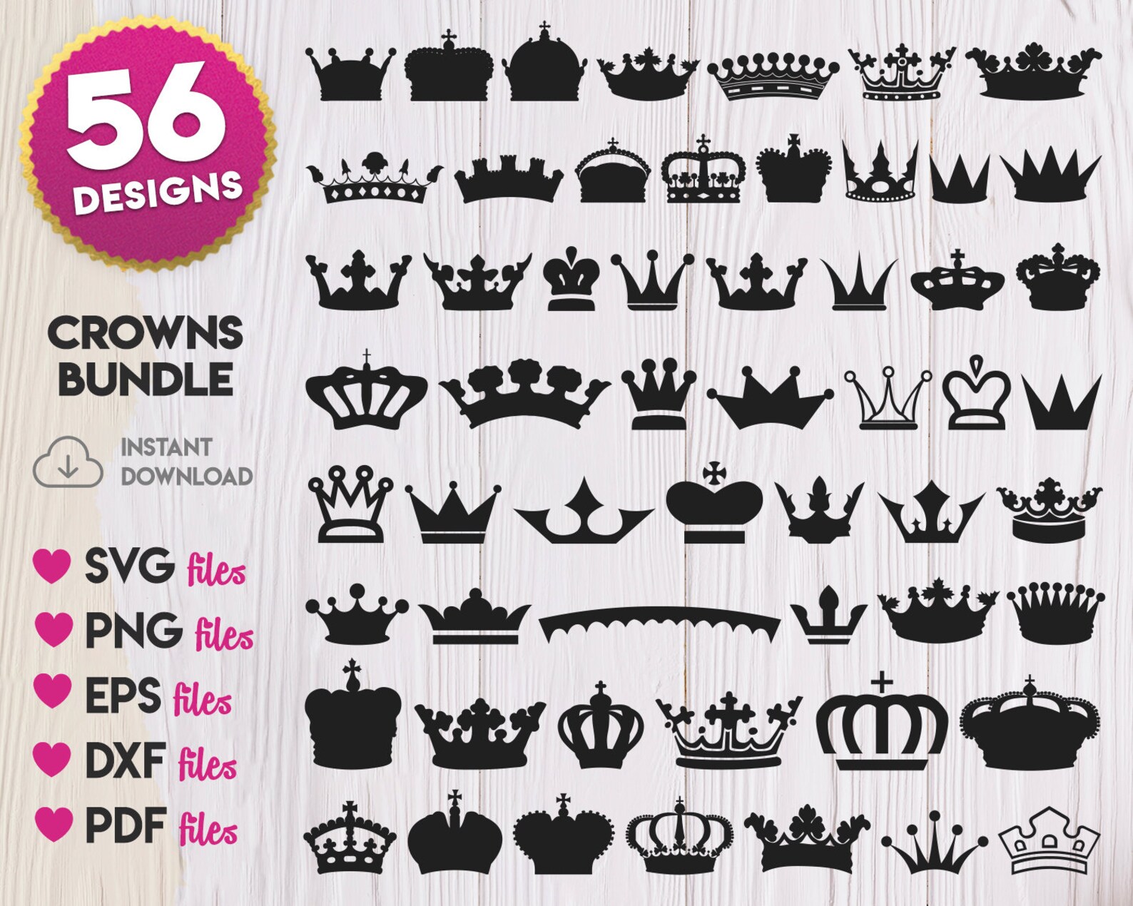 Crowns SVG Bundle, Crown Silhouette Svg, Crown Vector, Crown Png, Crown ...