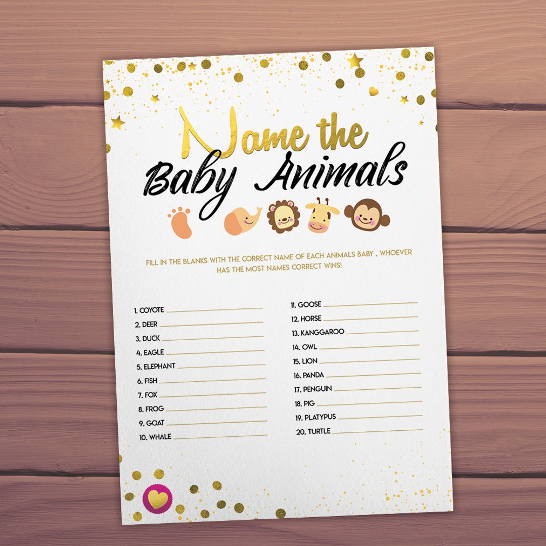 Name the Baby Animals Game, Baby Shower Games, Woodland Forest Animal ...