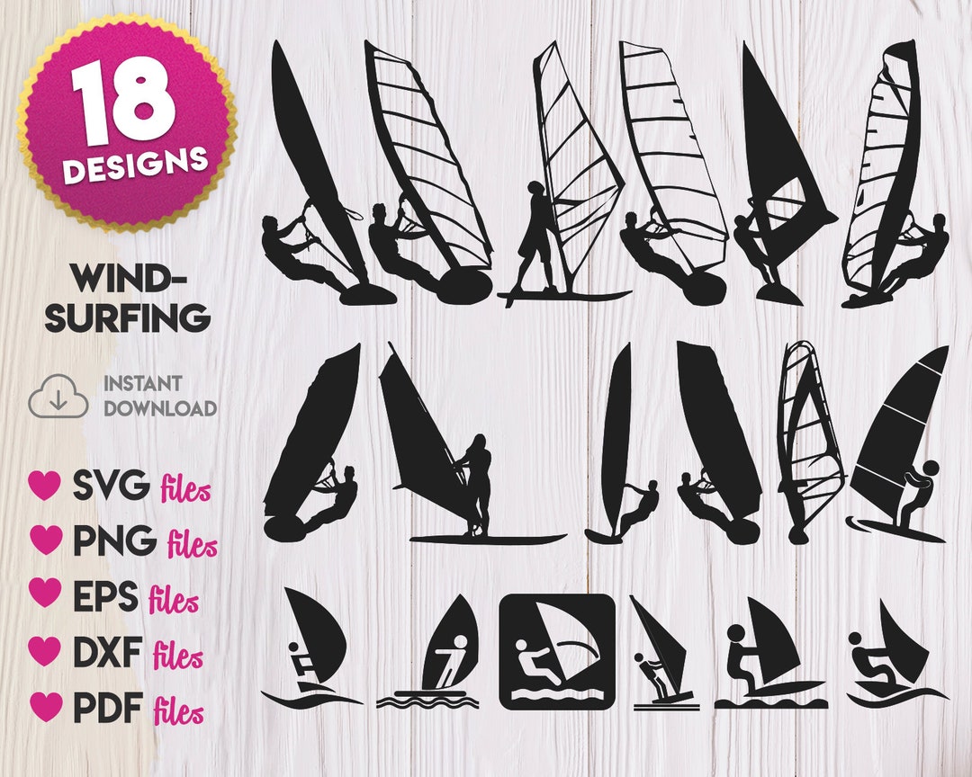 Windsurfing SVG Bundle, Windsurfing Silhouette Svg, Windsurfing Cricut ...