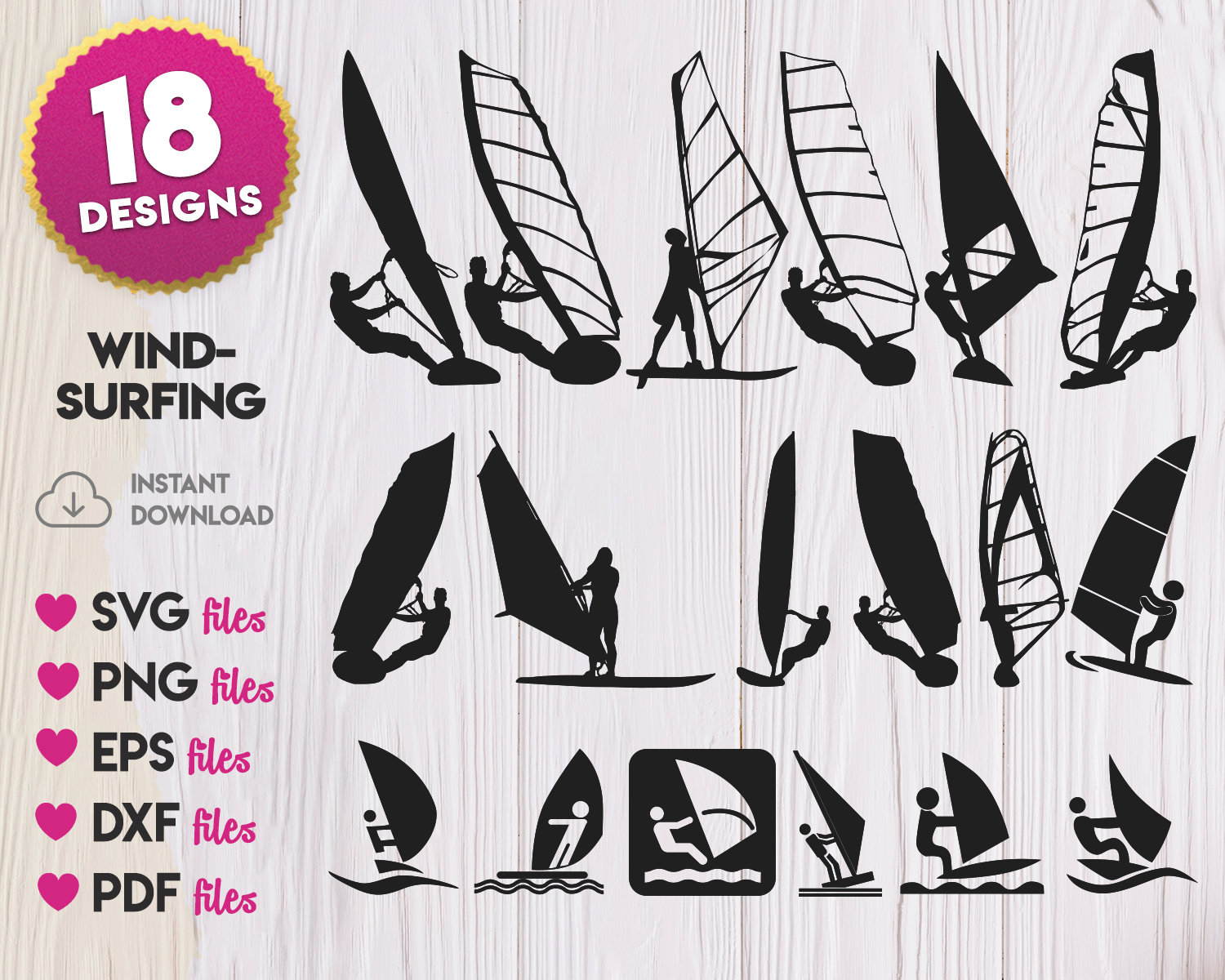 Windsurfing SVG Bundle, Windsurfing Silhouette Svg, Windsurfing Cricut ...