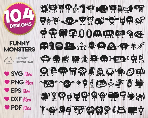 Funny Monsters SVG Bundle Funny Monsters Silhouette Svg | Etsy