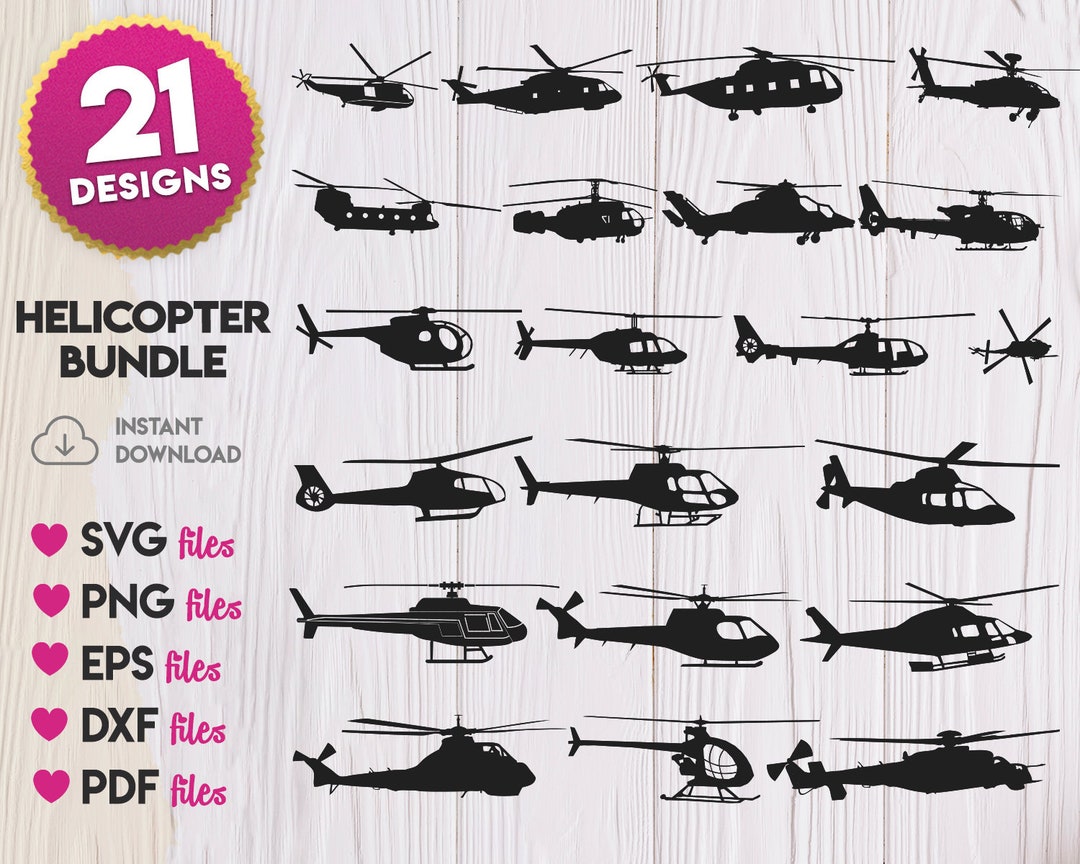 Helicopters SVG Bundle, Helicopters Silhouette Svg, Helicopters Vector ...