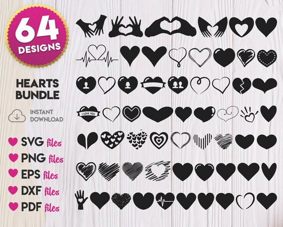 Hearts SVG Bundle Hearts Silhouette Svg Heart Svg Bundle - Etsy