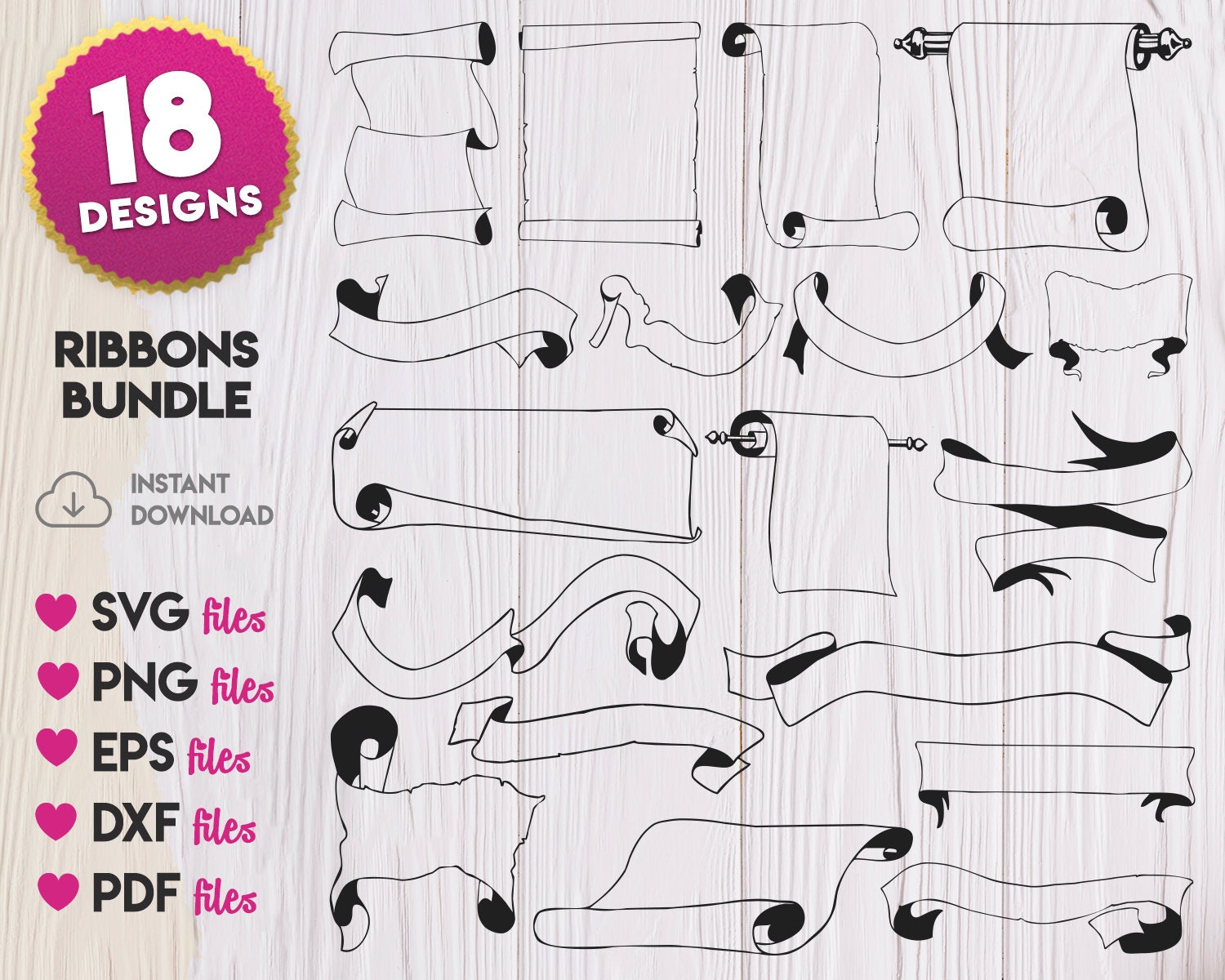 Ribbons SVG Bundle, Ribbon Silhouette Svg - Etsy