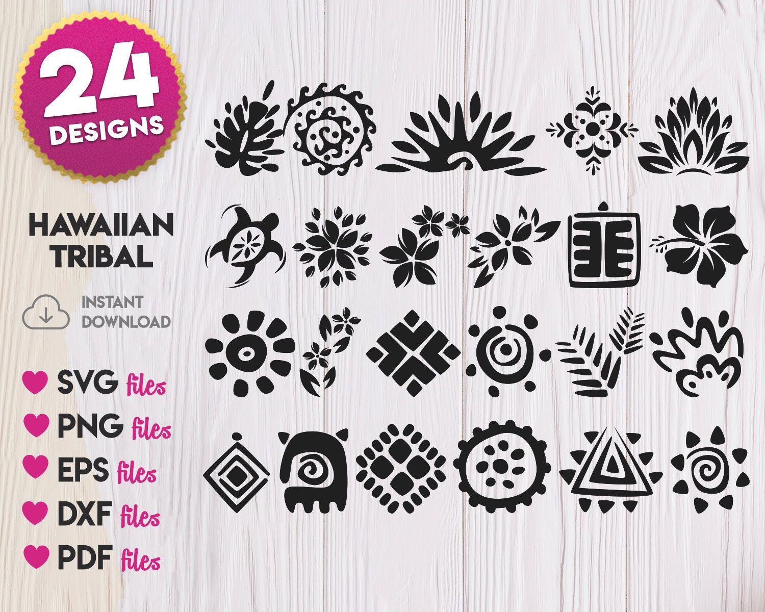 Hawaiian Tribal Symbols SVG, Hawaiian Tribal Silhouette Svg, Hawaiian ...