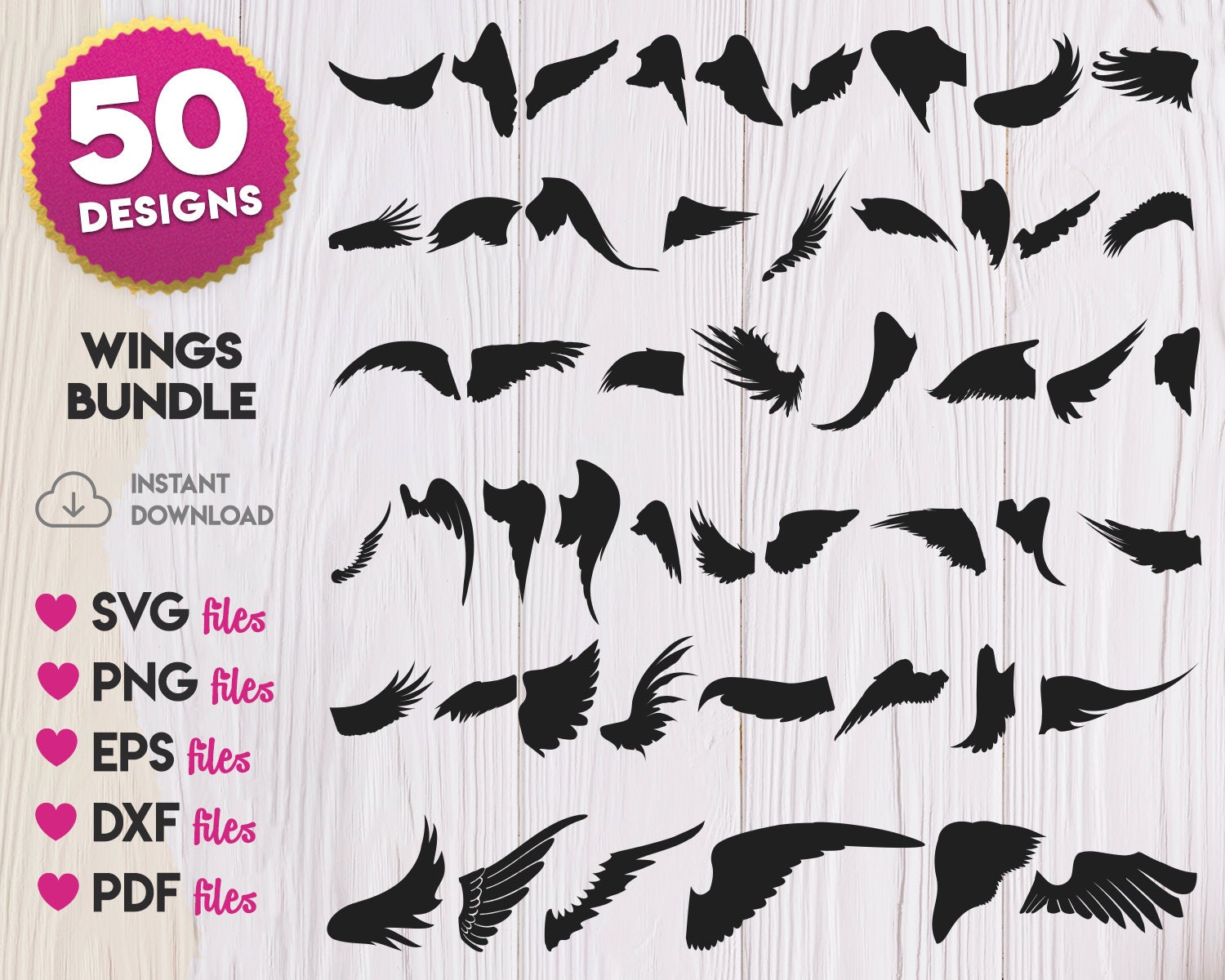 Wings SVG Bundle, Wings Silhouette Svg, Wings Vinyl, Wings Cricut ...