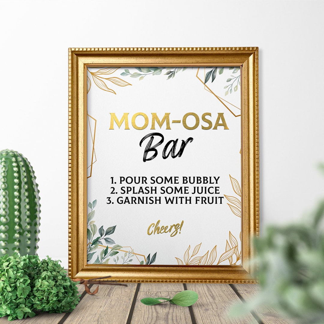 Mom-osa Bar Sign, Mimosa Bar Sign, Baby Shower Sign, Printable, Instant ...