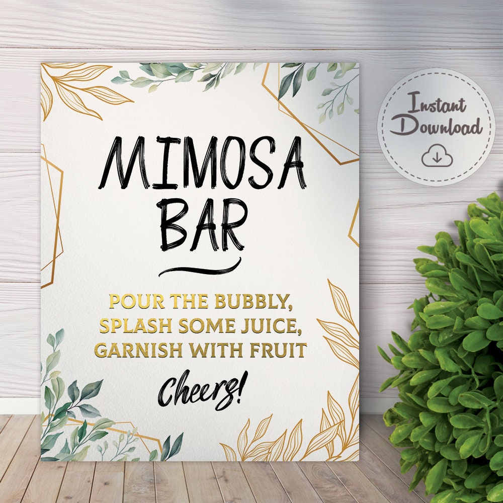 Mimosa Bar Sign Printable, Momosa Bar Printable, Bubbly Bar Sign ...