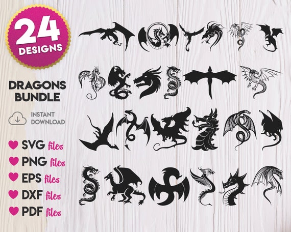Dragons SVG Bundle Dragon Silhouette Svg Dragon Vector - Etsy
