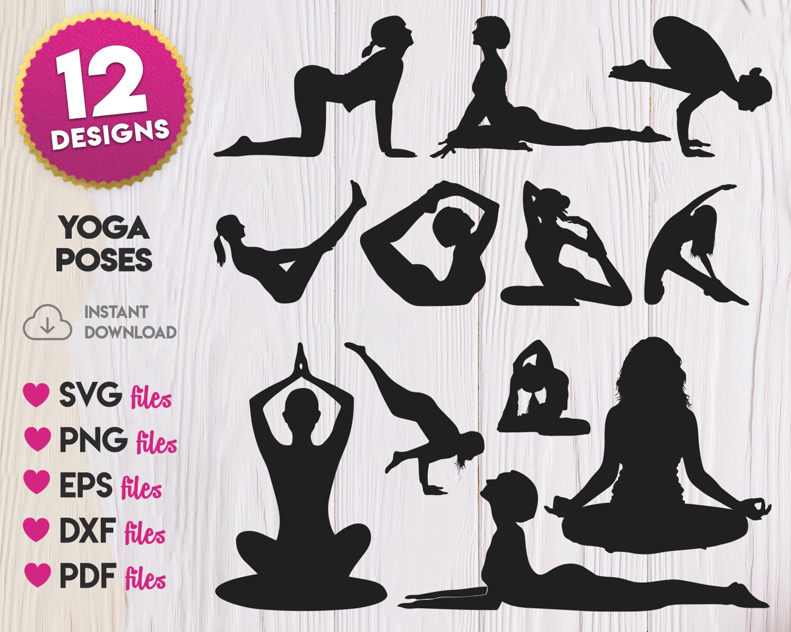 Yoga Poses SVG Bundle Yoga Poses Silhouette Svg Yoga Poses - Etsy