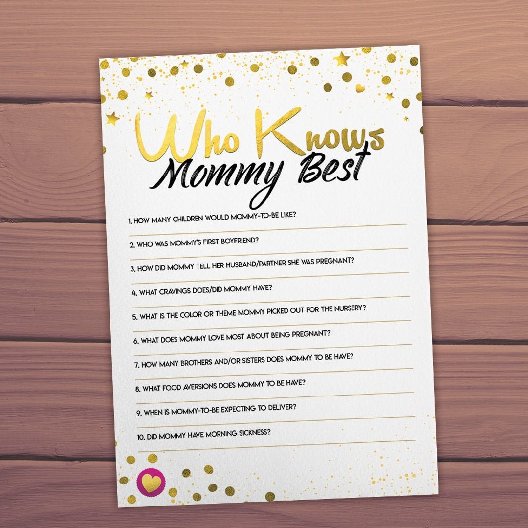 Who Knows Mommy Best Printable, Who Knows Mommy, Who Knows Mom Best ...
