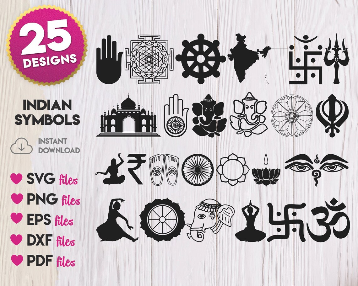 Indian Symbols SVG, Indian Symbols Silhouette Svg - Etsy