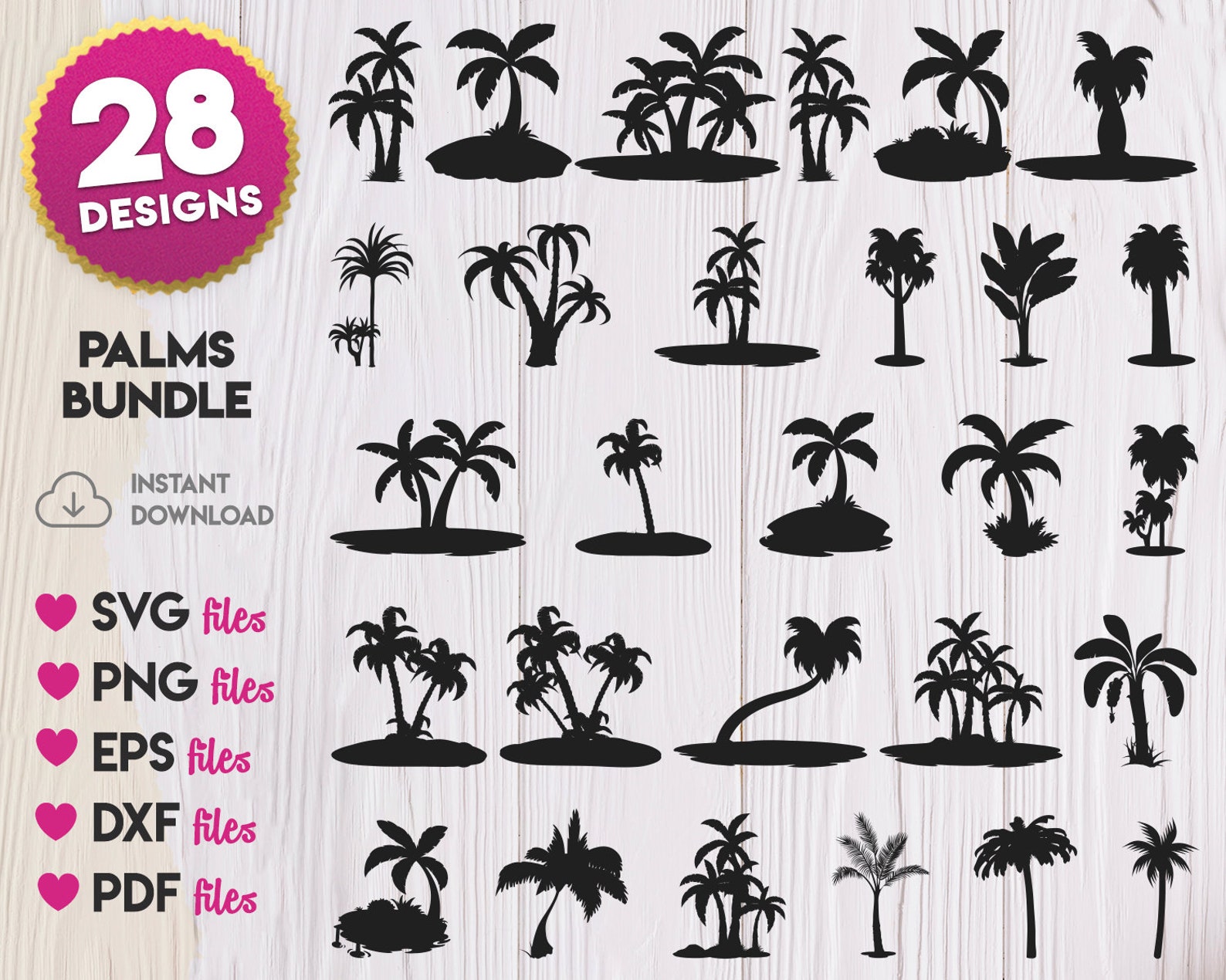 Palms SVG Bundle, Palms Silhouette Svg, Palm Vector, Palm Png, Palm Eps ...