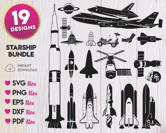 Starship SVG Silhouette Space Shuttle Svg Satellite Svg | Etsy