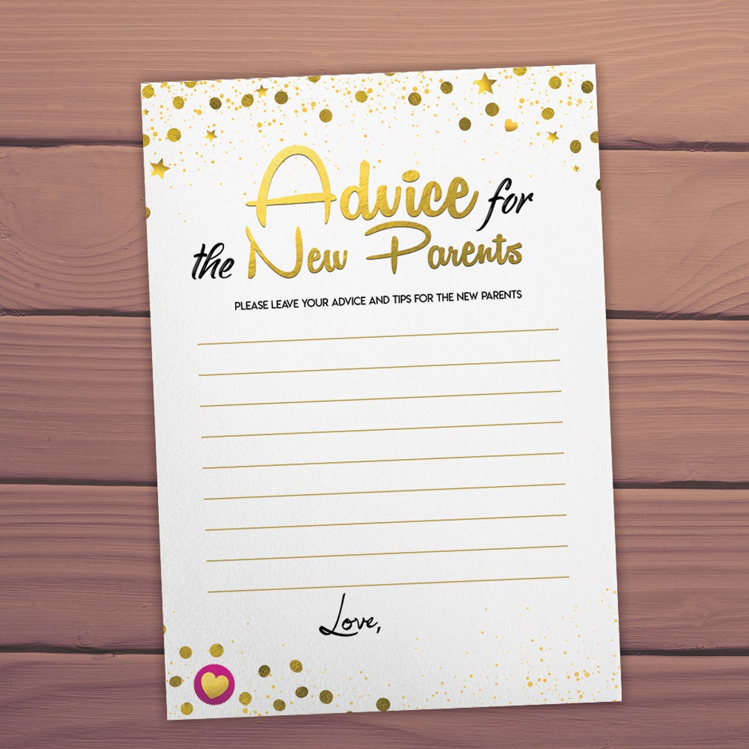 Advice for the New Parents, Baby Shower Advice, Parents Advice Card ...
