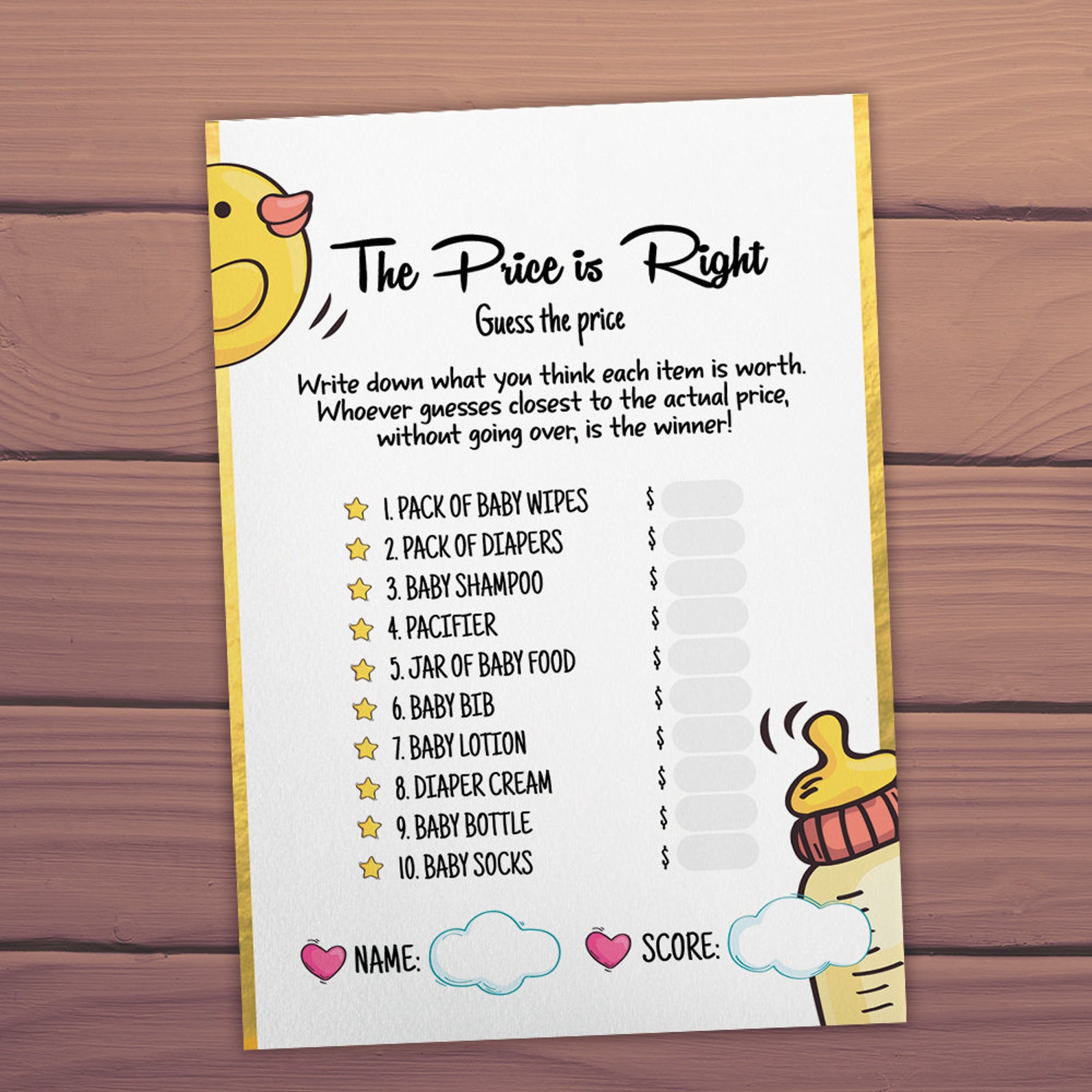 The Price is Right Baby Shower Game, the Price is Right Baby Shower ...