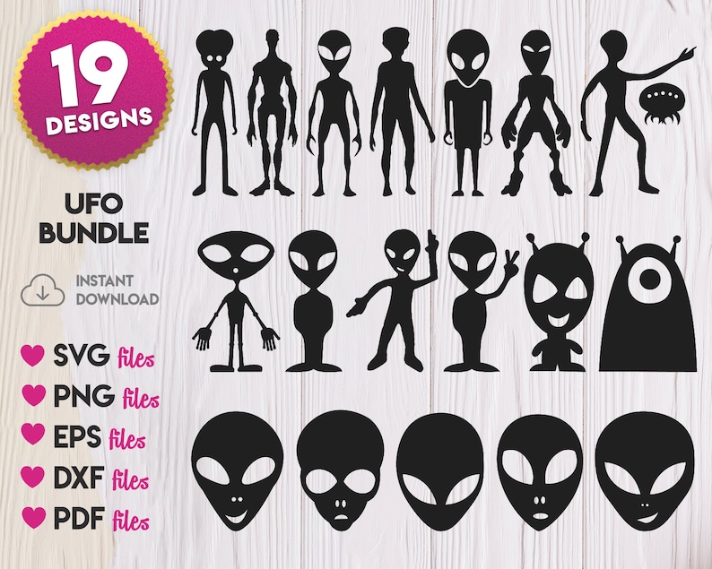 Aliens SVG Bundle, UFO SVG Bundle, Alien Silhouette Svg, Alien Vector ...