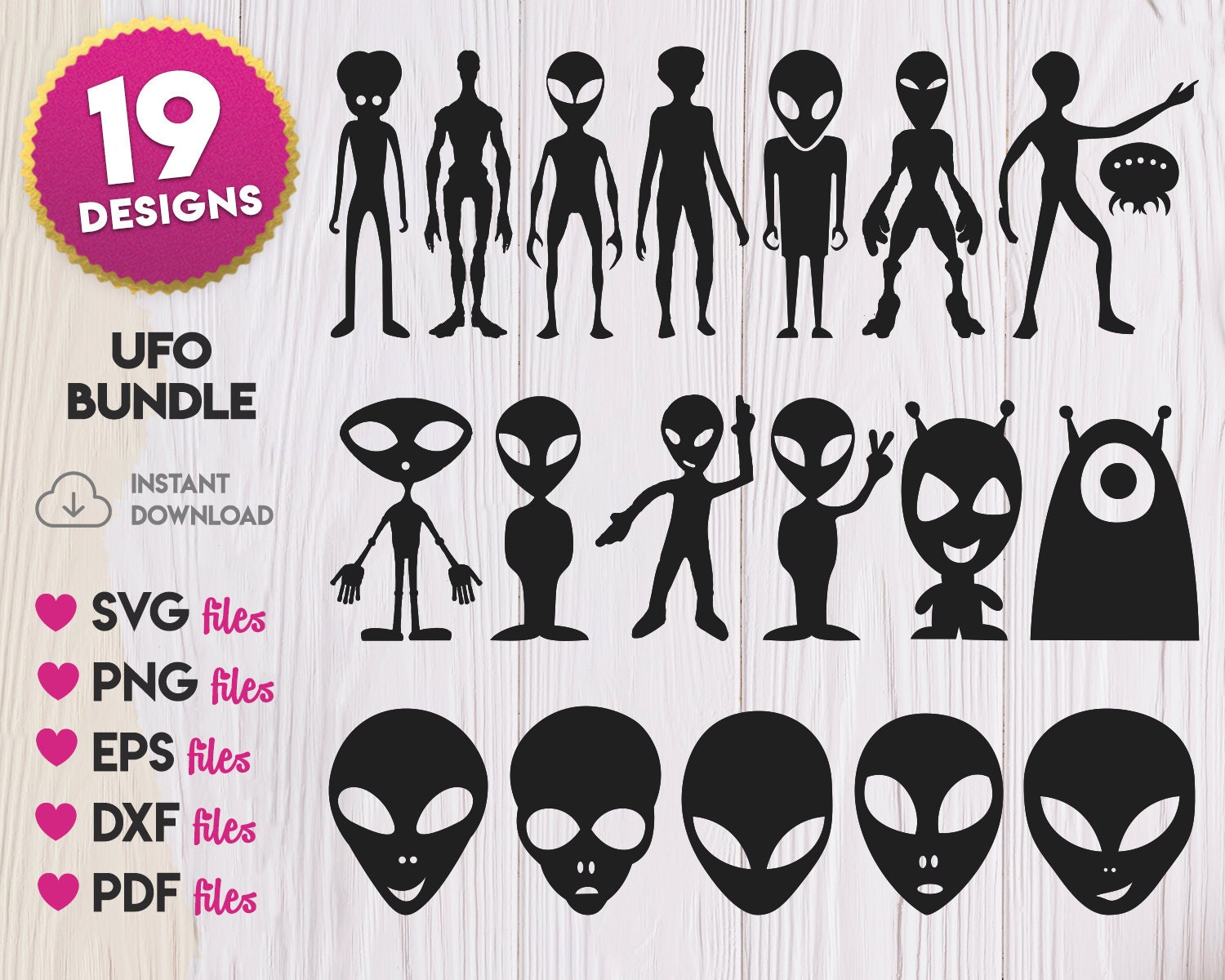Aliens SVG Bundle, UFO SVG Bundle, Alien Silhouette Svg, Alien Vector ...