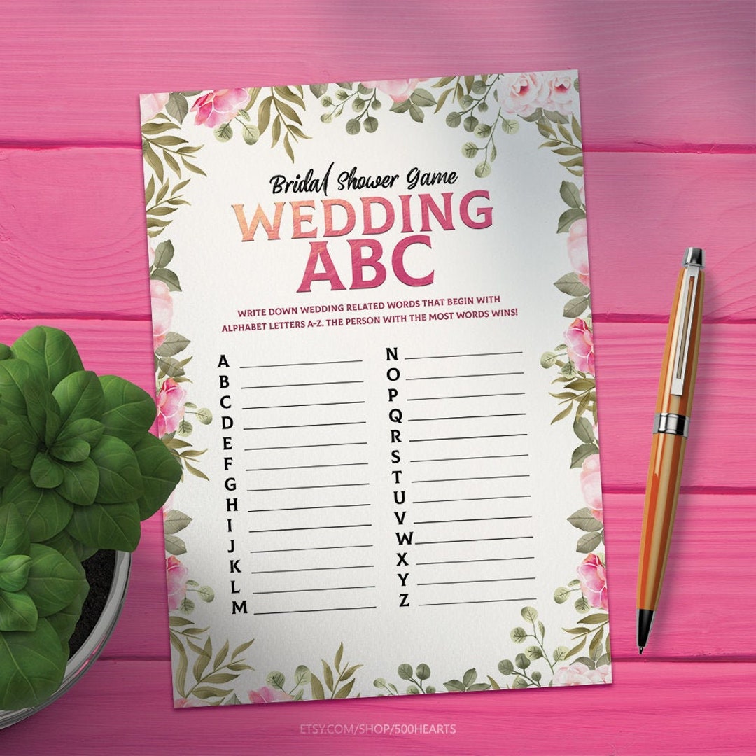 Floral Wedding ABC Game, A-Z Bridal Shower Alphabet Game, Instant ...