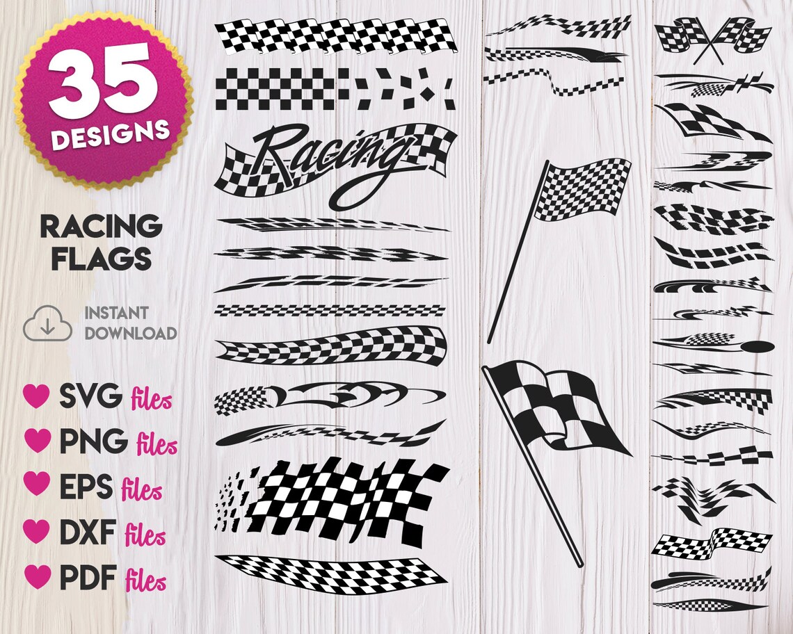 Racing Flags SVG Bundle Racing Flag Silhouette Svg Race Car - Etsy