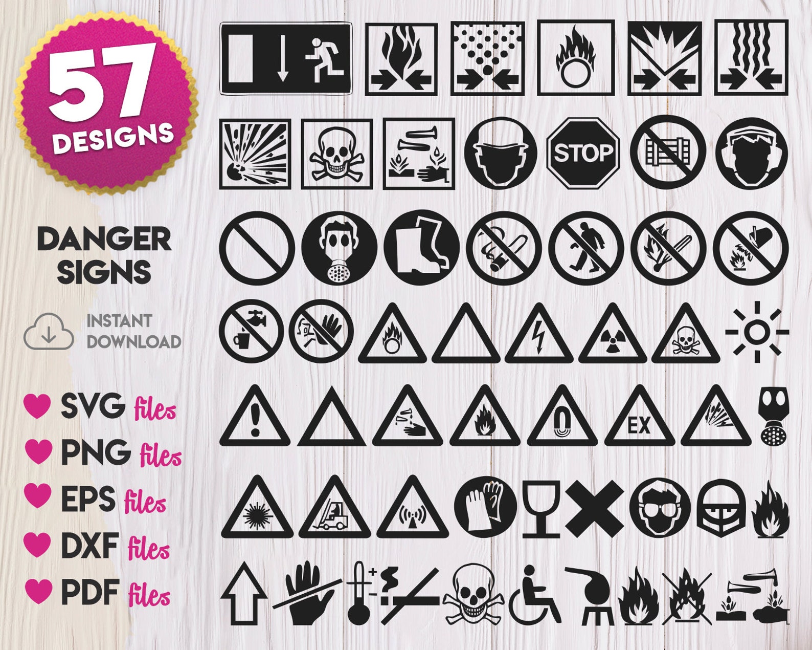 Danger Signs SVG Bundle, Danger Signs Silhouette Svg, Danger Signs ...