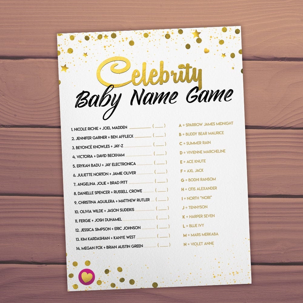 Celebrity Baby Names Game Celebrity Baby Shower Games - Etsy