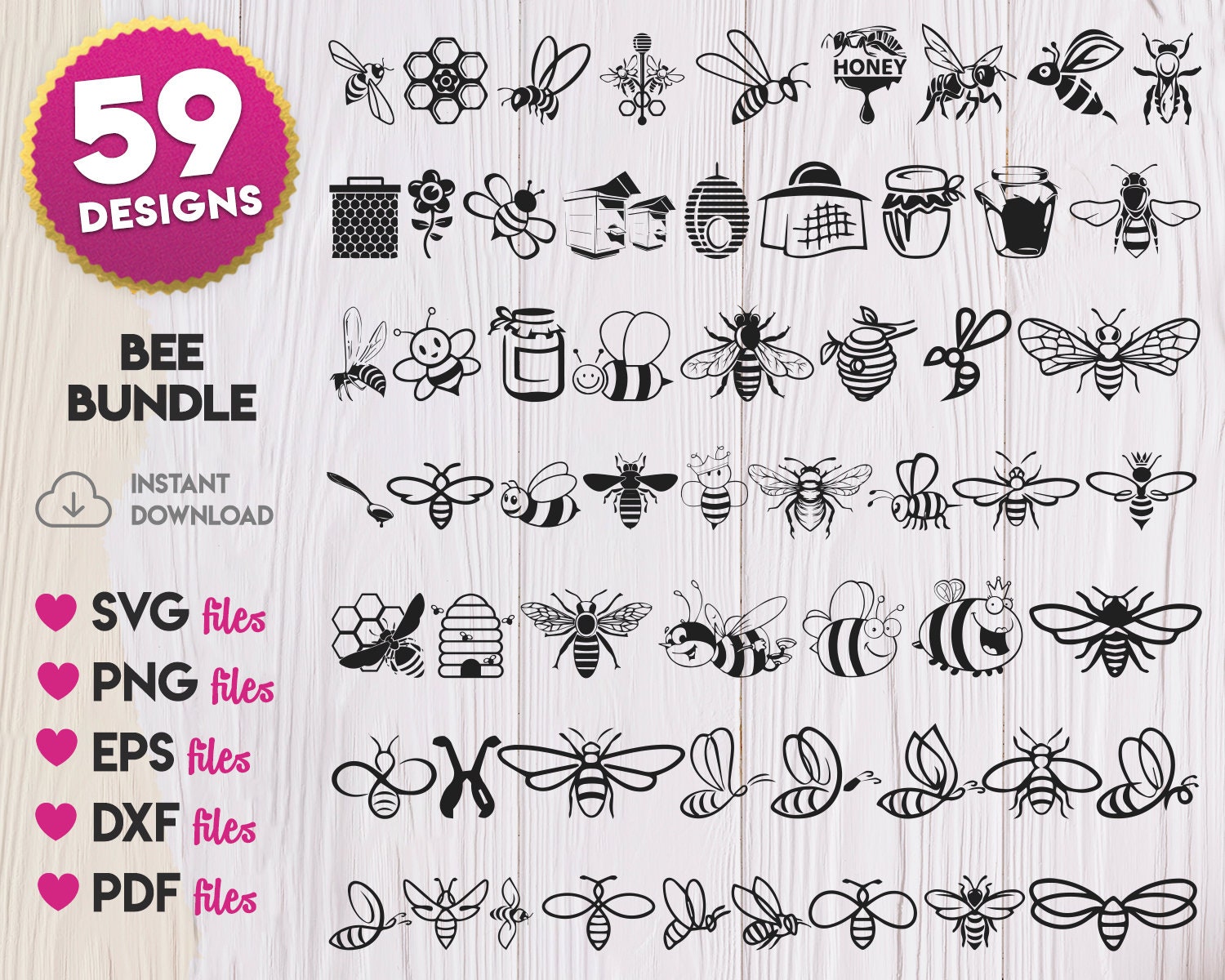 Bee SVG, Bee Silhouette, Bee Vector, Bee Png, Bee Cricut, Bee Clipart ...