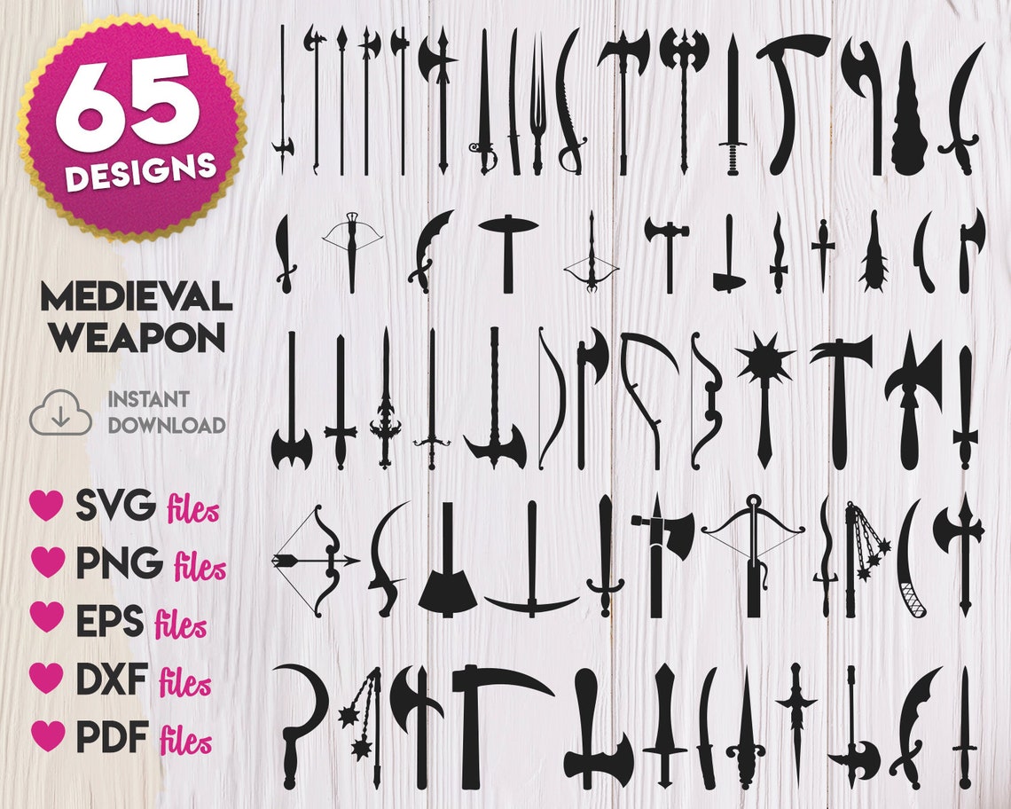 Medieval Weapon SVG Bundle, Medieval Weapon Silhouette Svg, Medieval ...