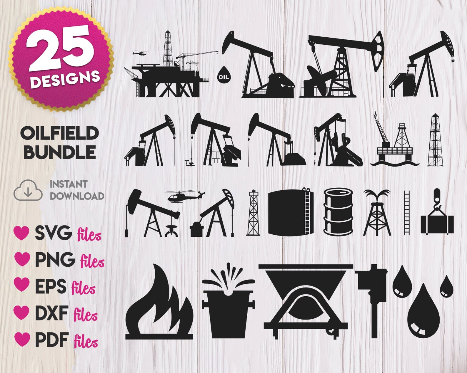 Oilfield SVG Bundle, Oilfield Silhouette Svg, Oil Derrick Cricut, Oil ...