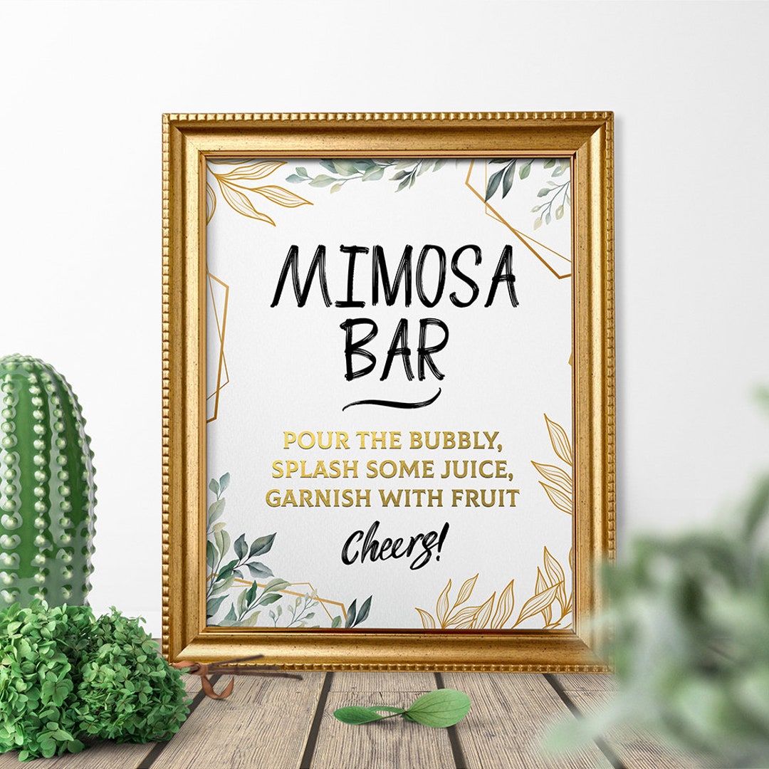 Mimosa Bar Sign Printable, Momosa Bar Printable, Bubbly Bar Sign ...