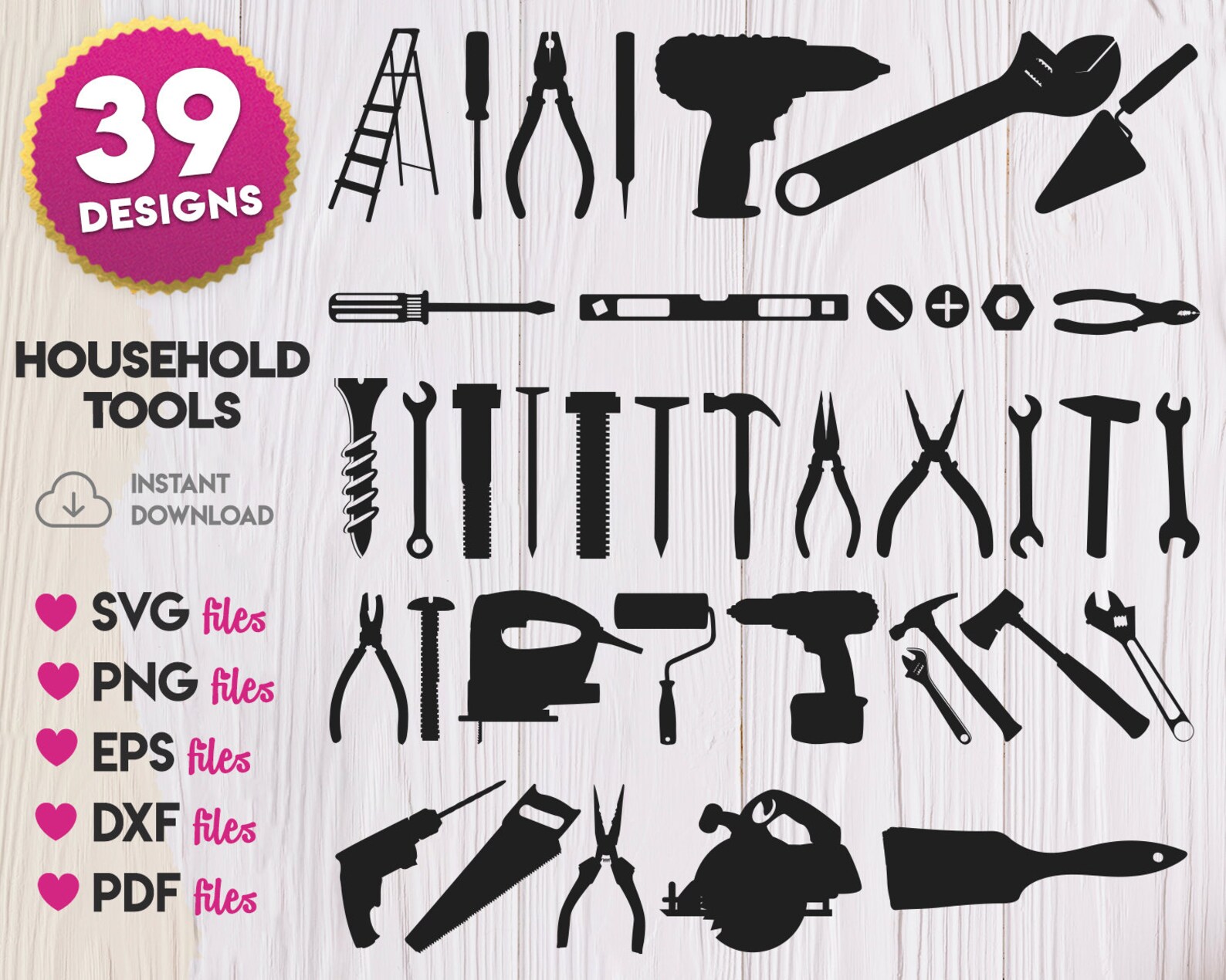 Household Tools SVG Bundle, Household Tools Silhouette Svg, Screwdriver ...