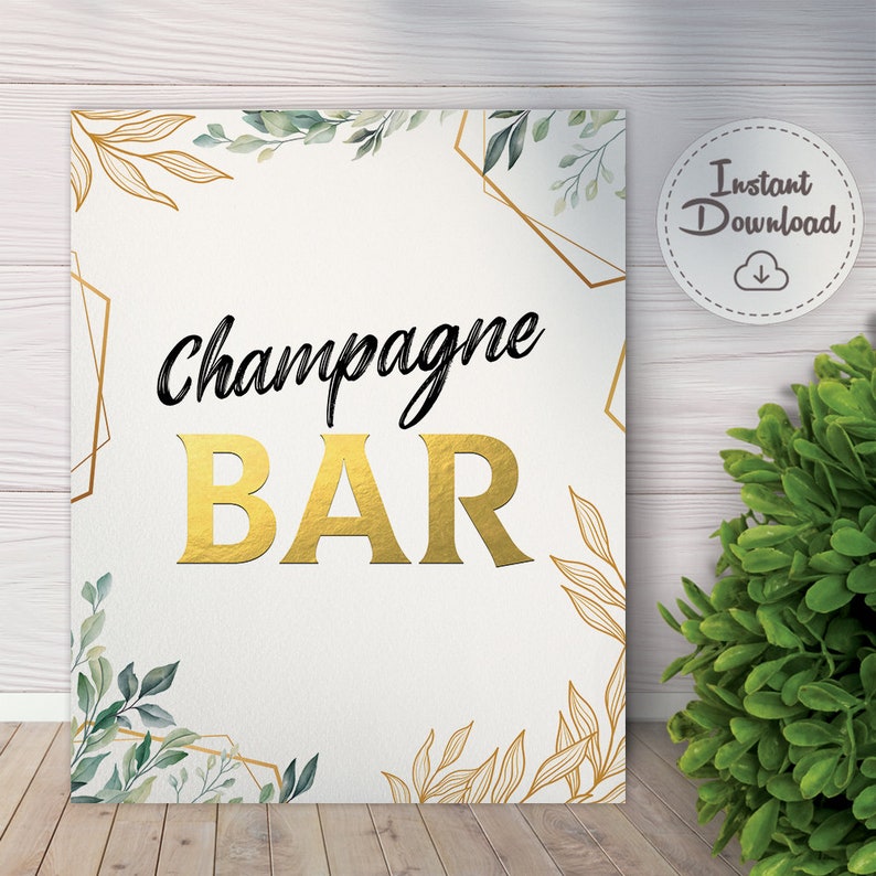 Champagne Bar Sign Printable Bridal Shower Sign Printable - Etsy