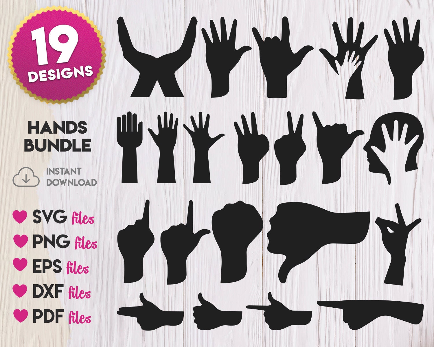 Hands SVG Bundle, Hands Silhouette Svg, Hand Cricut, Hand Vector, Hand ...