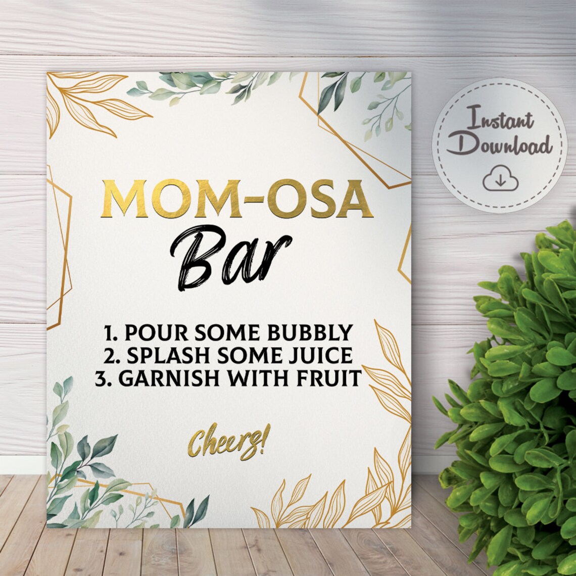 Mom-osa Bar Sign, Mimosa Bar Sign, Baby Shower Sign, Printable, Instant ...
