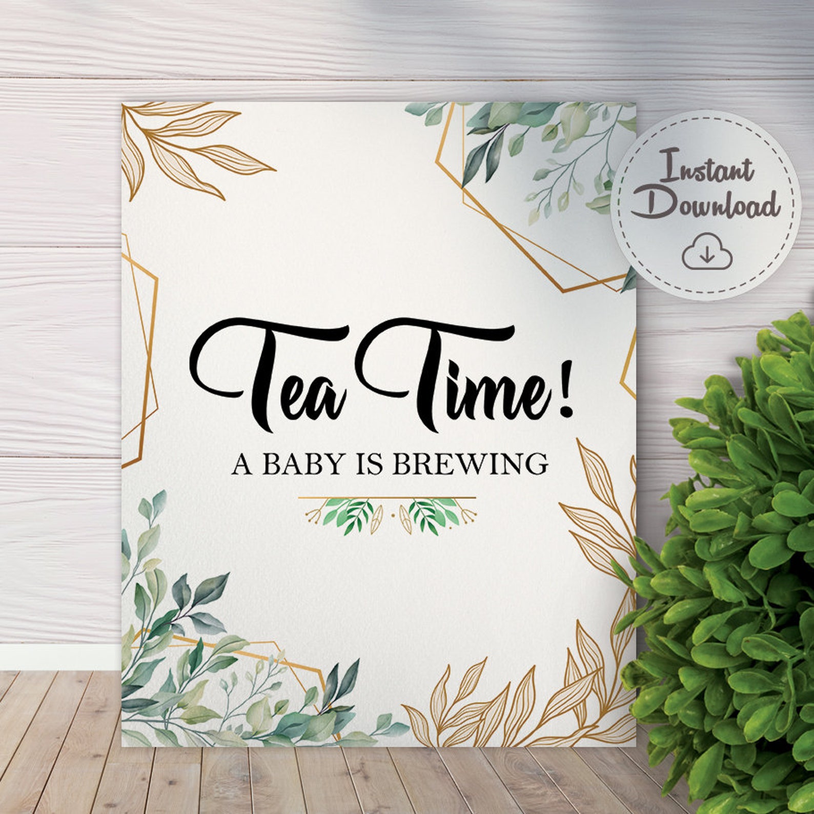 Tea Time Sign a Baby is Brewing Sign Printable, Baby Shower Print ...