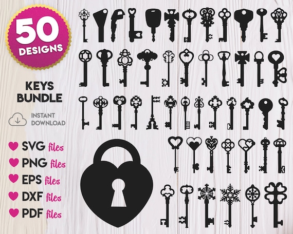 Keys SVG Bundle Keys Silhouette Svg Key Svg Padlock and Key | Etsy
