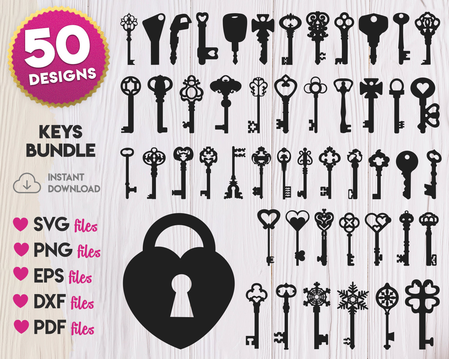 Keys SVG Bundle, Keys Silhouette Svg, Key Svg, Padlock and Key Vector ...