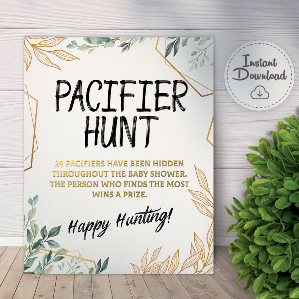 Pacifier Hunt Sign Printable, Baby Shower Games Printable, Find the ...